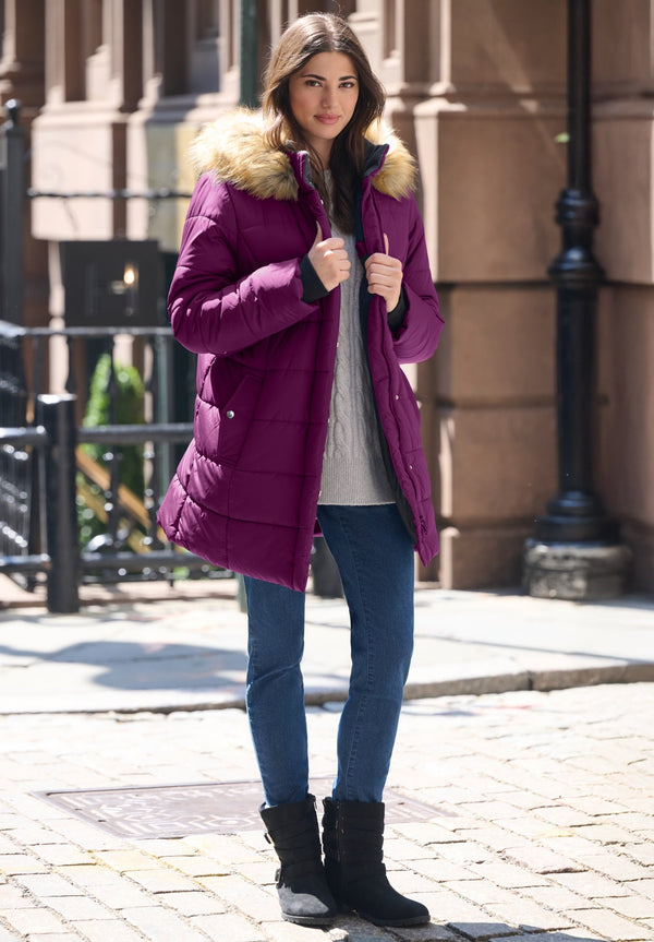 Plus Size Classic Length Puffer Coat | Roaman's – One Stop Plus