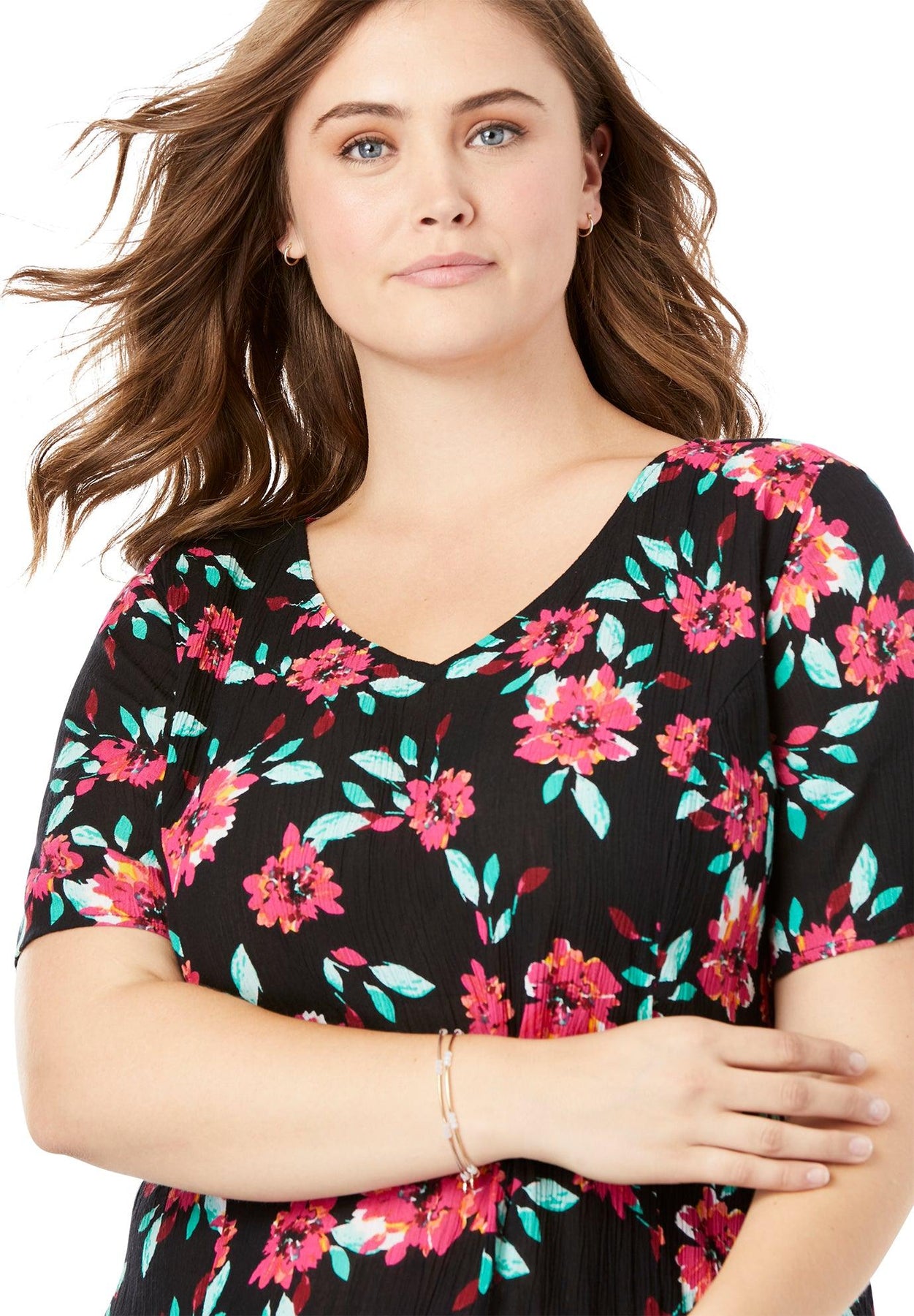 Short-sleeve Crinkle Dress | Woman Within – One Stop Plus