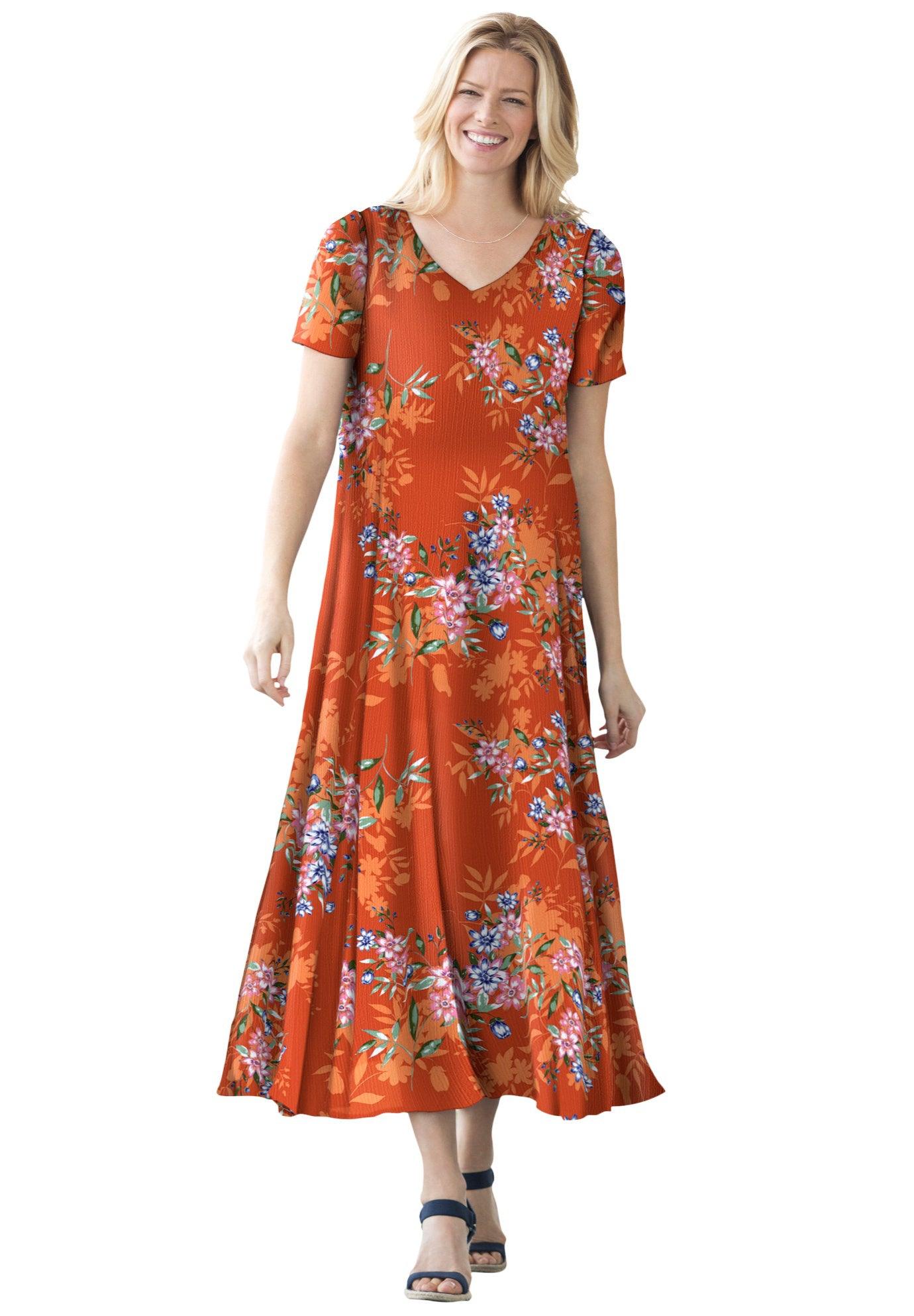 Short-sleeve Crinkle Dress | Woman Within – One Stop Plus